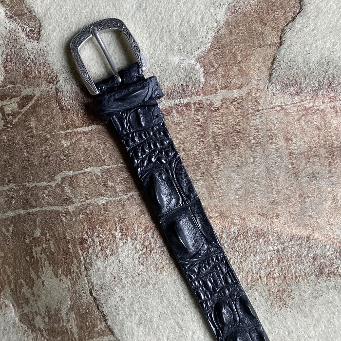 クロコダイル 背ワニ革 レザーベルト【nero/ブラック】3.5cm幅 クロコダイル 背ワニ革 レザーベルト【nero/ブラック】3.5cm幅