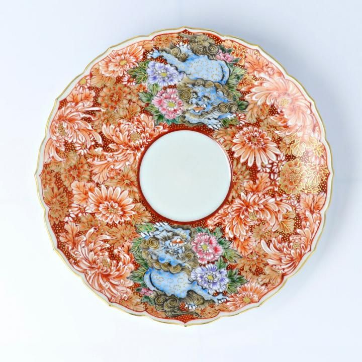 珈琲碗皿 赤絵金襴花詰獅子 / 山?舞蜍P | 九谷焼専門店の陶らいふ 珈琲碗皿 赤絵金襴花詰獅子 / 山?舞蜍P | 九谷焼専門店の陶らいふ