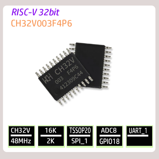 32ビットRISC-Vマイコン CH32V003F4P6 500pcs/reel