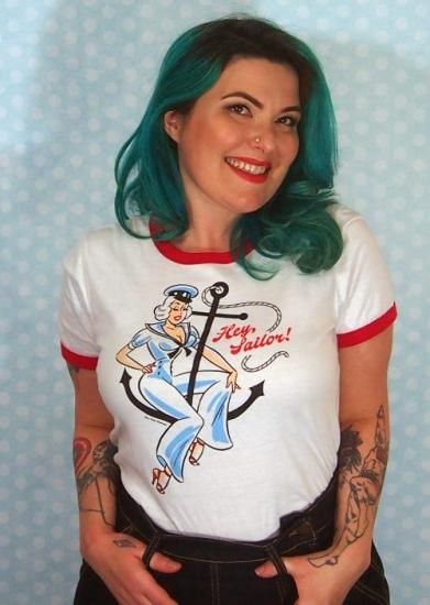 Ahoy Sailor Ringer Tee Pinups Select Shop
